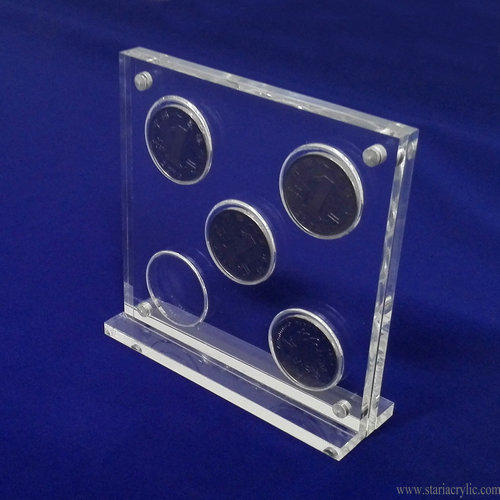 5 Hole Acrylic Coin Display Stand Holder Frame Stari Acrylic